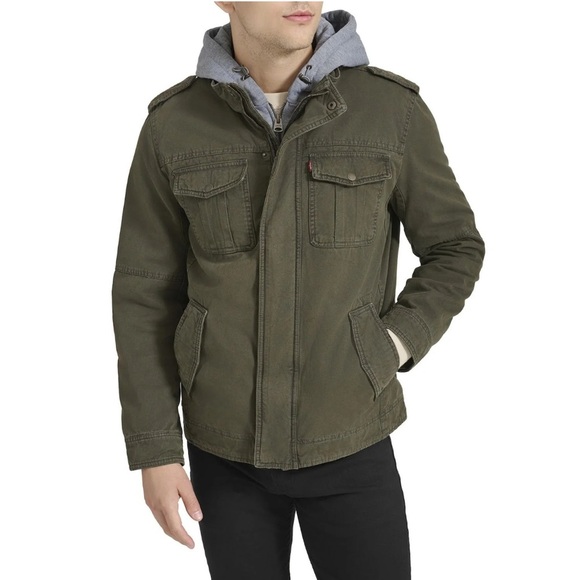 Levi's | Jackets & Coats | Levis Green Trucker Style Utility Coat With ...
